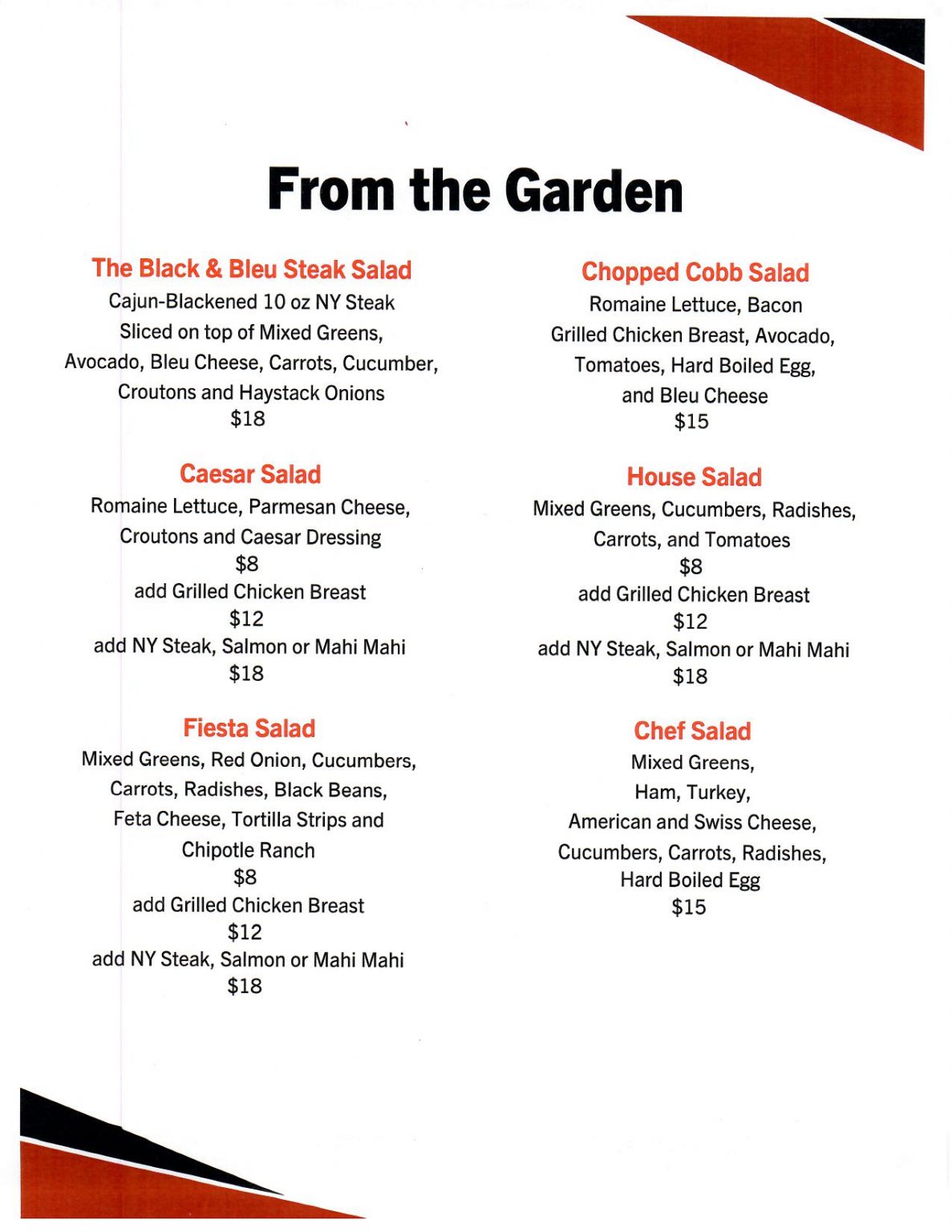 Menu - Restaurant, Bar, Gaming and Event Venue